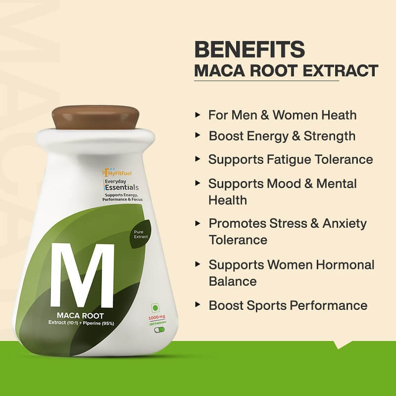 Buy Maca Root Extract (10:1) with Piperine 95% 1000mg in India – MyFitFuel